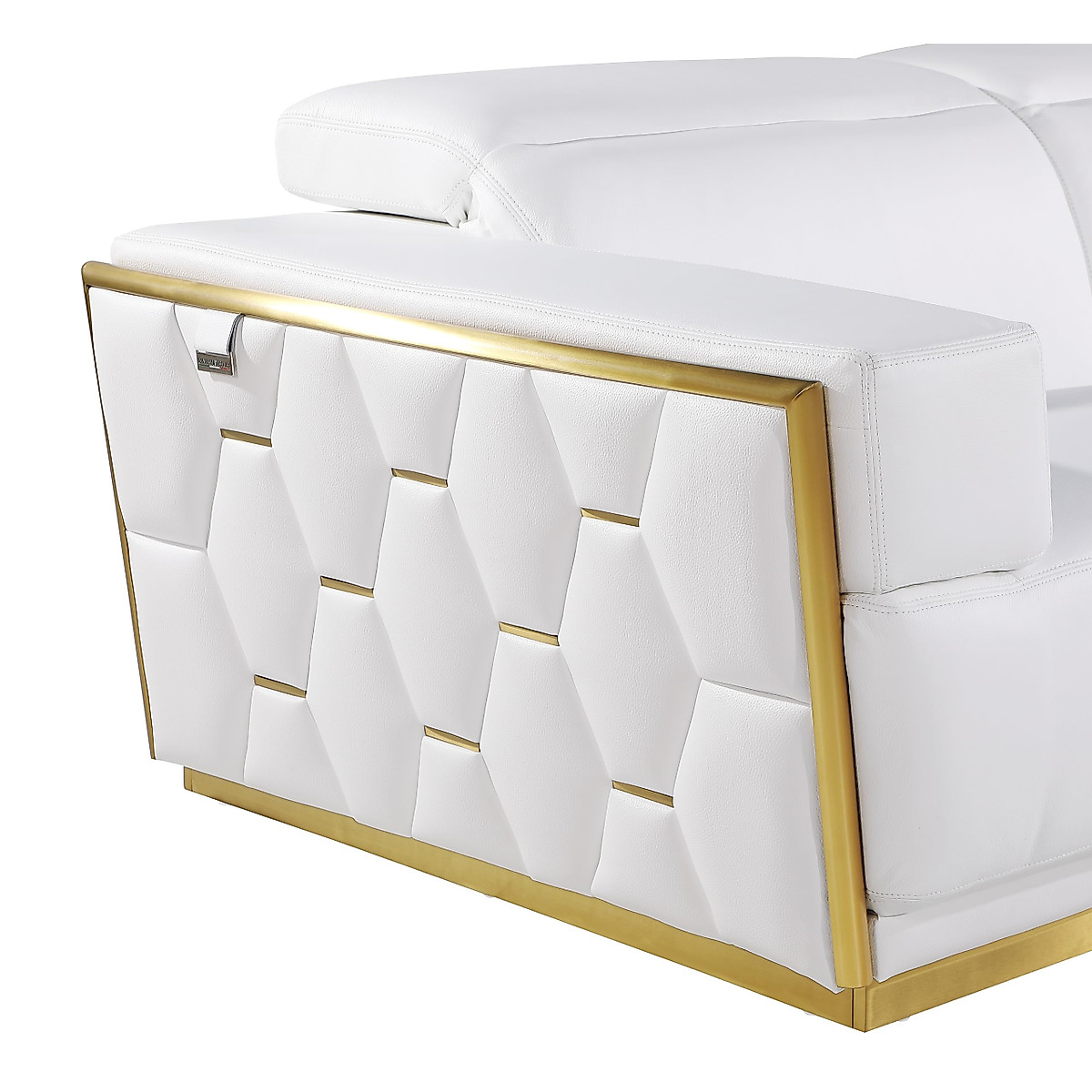 Blackjack Furniture Milo 89" Top-Grain Italian Leather Sofa, Contemporary Design Living Room Couch with Brazilian Wood Frame, Stainless Steel Legs & High-Density Foam Cushioning, White