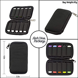 Bundle of USB Case of 10 Slots and 32GB USB Flash Drives 10 Pack Blue Mix Black USB Holders to Organize 10 Thumb Drives 32 GB