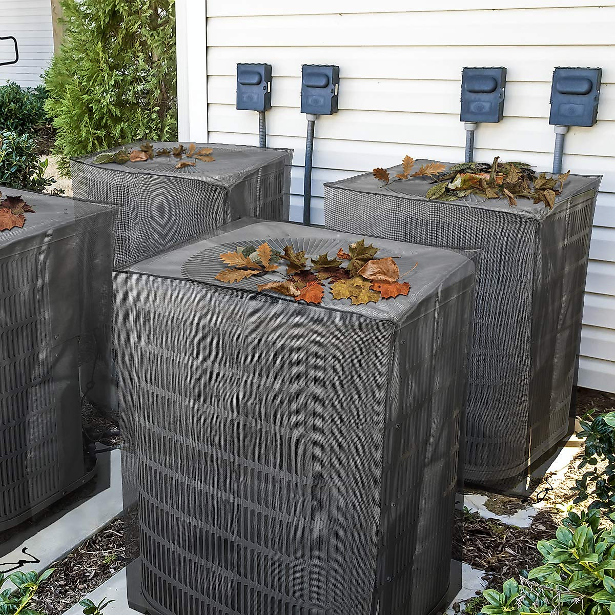 Luxiv Full Mesh Central Air Conditioner Cover, All Seasons Mesh Air Conditioner Leaf Guard AC Cover for Outdoor Central Ac (Black, 31.5 x 31.5 x 35.5)
