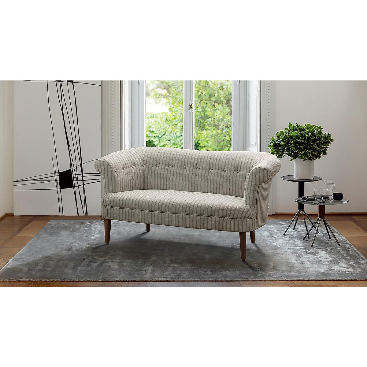 CHERS Tufted Sofa, Vintage Chesterfield Couch with Rolled Arms and Elegant Boucle Upholstery Loveseat for Living Room Furniture, Off-White