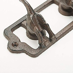 Sungmor Cast Iron Funky Coat Hook Hanger - Interesting Dog Tail Wall Mounted Rack with 4 Hooks - Rustic Style Wrought Iron Decorative Wall Hook Rack for Keys Clothes Hats Towels