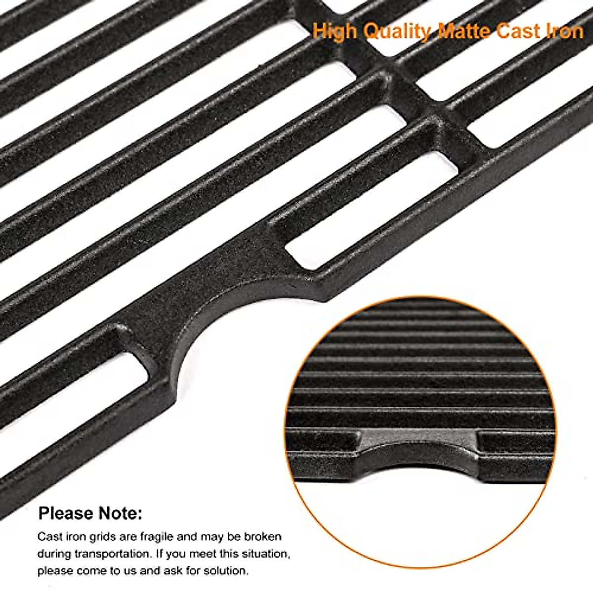 Hisencn Grill Grates Replacement for DGF510SBP, DGF510SSP, DGF510SSP-D, Uniflame GBC1059WB, GBC1059WE-C, Cast Iron Cooking Grid For Backyard Grill BY12-084-029-98 and Other Gas Grill Models, 16 1/4 in