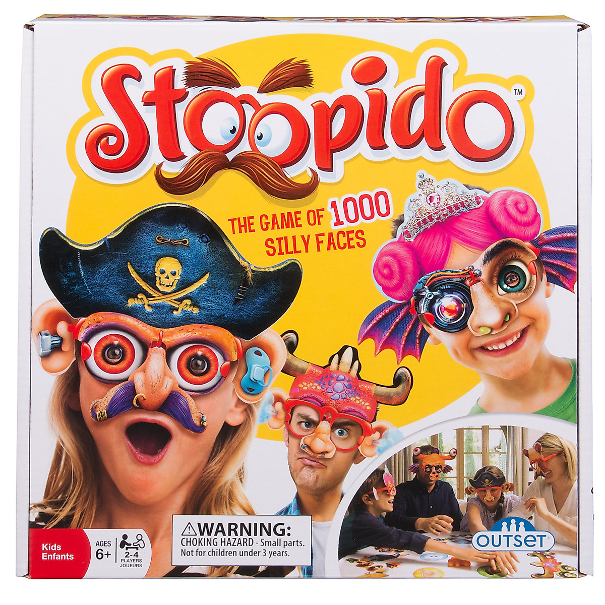 Outset Media Stoopido - The Family Party Game of 1000 Silly Faces - Includes 25 Double-Sided Face Masks for Endless Combinations - Ages 6+