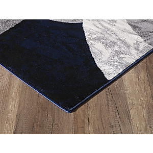 Yafa Home Fashion Modern Contemporary Swirls Design Area Rug, Luxurious, Elegant, and Fashionable Area Rug (Navy, 2 ft X 3 ft)