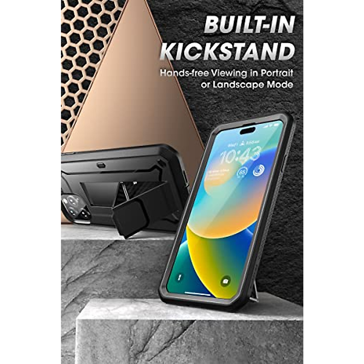 SUPCASE Unicorn Beetle Pro Case for iPhone 14 Pro 6.1", with Built-in Screen Protector & Kickstand & Belt-Clip Heavy Duty Rugged Case (Black)