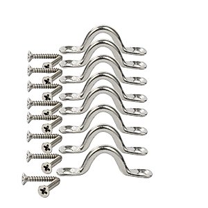 Amarine Made Pack of 8 Stainless Steel Bimini Boat Top PAD Eye, Eye Straps, Tie Down, Kayak Deck Loops, Tie Down Anchor Point, footman's Loop for Kayak Canoe Rigging