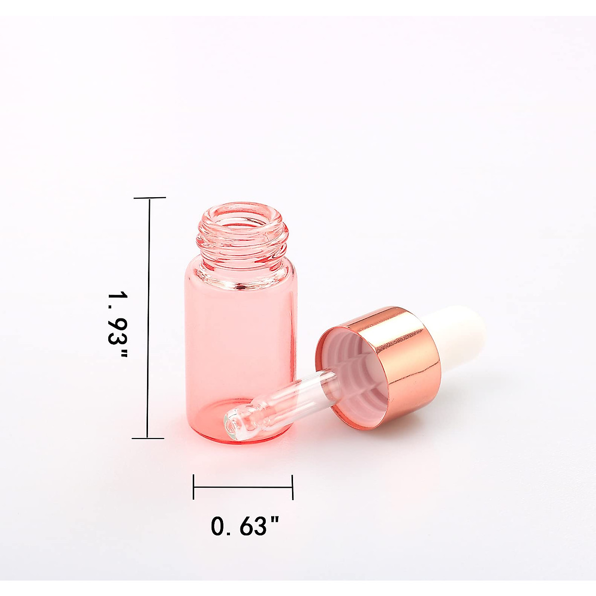 USRommaner 35 Pack,3ml Pink Sample Dropper Vial,Empty Glass Eye Dropper Bottle With Rose-Gold Cap,Liquid Mini Glass Pipette Travel Essential Oil Perfume Container-Pipette,Funnel,included