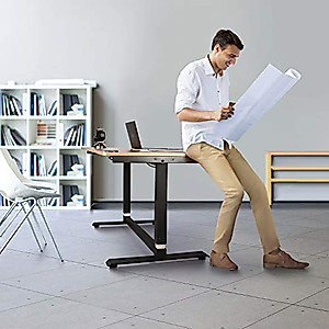 CAXXA Sit Stand Adjustable Height Desk Electric for Home Office (Urban Teak Tabletop, 48" x 24")