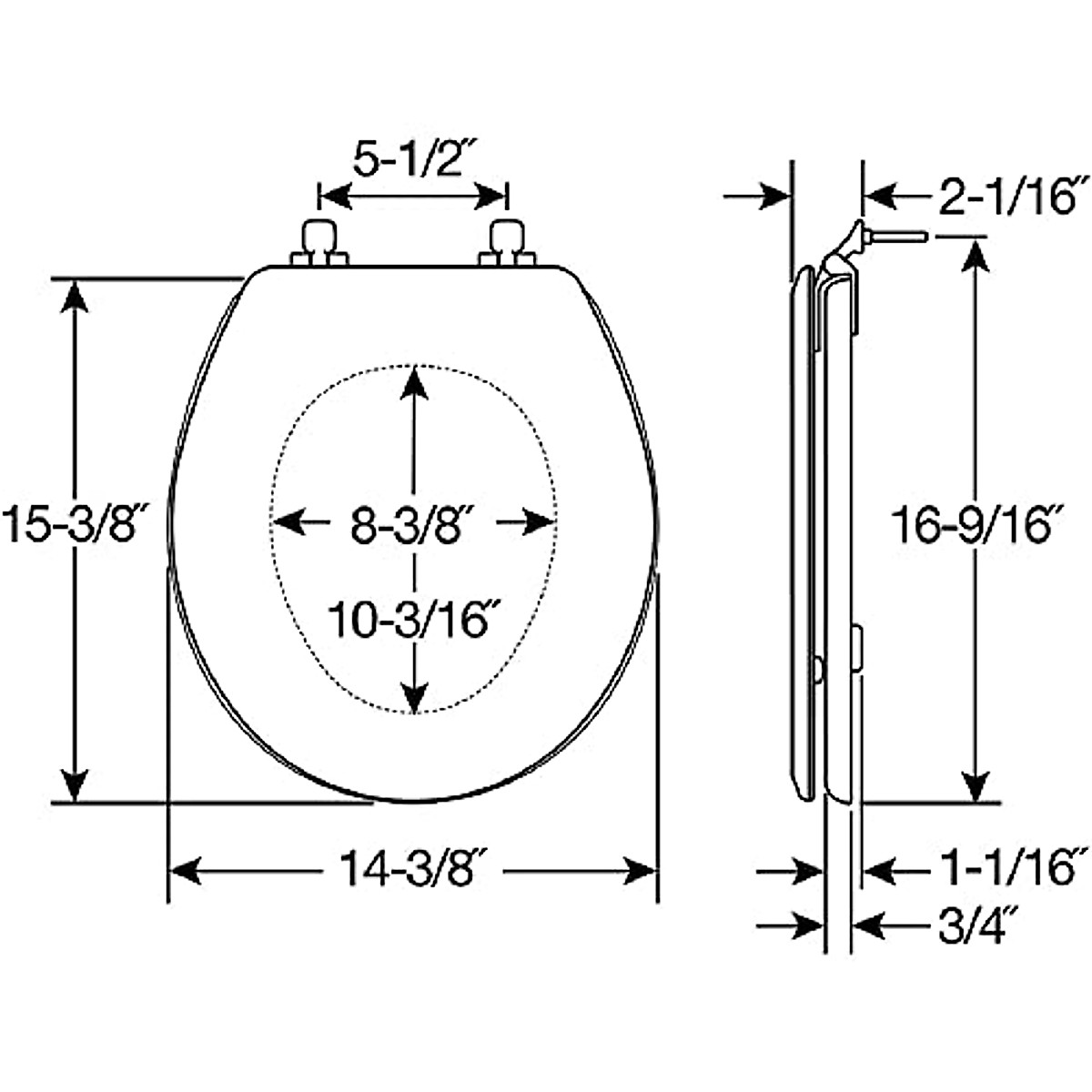 MAYFAIR 29CPA 000 Beadboard Toilet Seat with Chrome Hinges will Never Loosen, ROUND, Durable Enameled Wood, White, 1 Pack Round