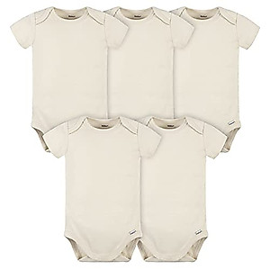 Gerber Baby 5 Pack Onesies Multi-Packs Bundle Interlock 180 gsm, Natural, 0-3 Months US