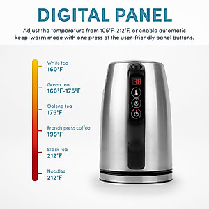 AROMA® Professional 1.7L / 7-Cup Electric Stainless Steel Kettle (AWK-1810SD)