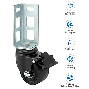 QWORK Storage Rack Caster Wheels, 4 Pack 3" Heavy Duty 1500 lb. Max Total Capacity Storage Shelf Accessories, Fit for Boltless Self Locking Shelving Racks