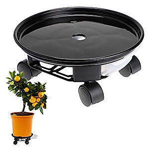 Skelang 13” Plant Caddy Plant Saucer Pot with Moving Water Drawer, Movable Planter Dolly, Plant Stand Pallet for Heavy Planter, Loading Capacity 100 Lbs