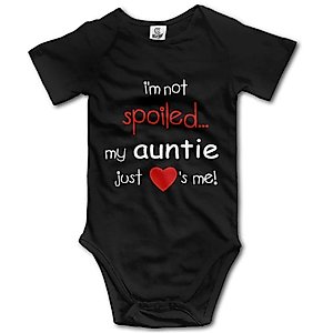 I'm Not Spoiled My Auntie Infant Climbing Short Sleeve Onesie Black, 18-24 Months