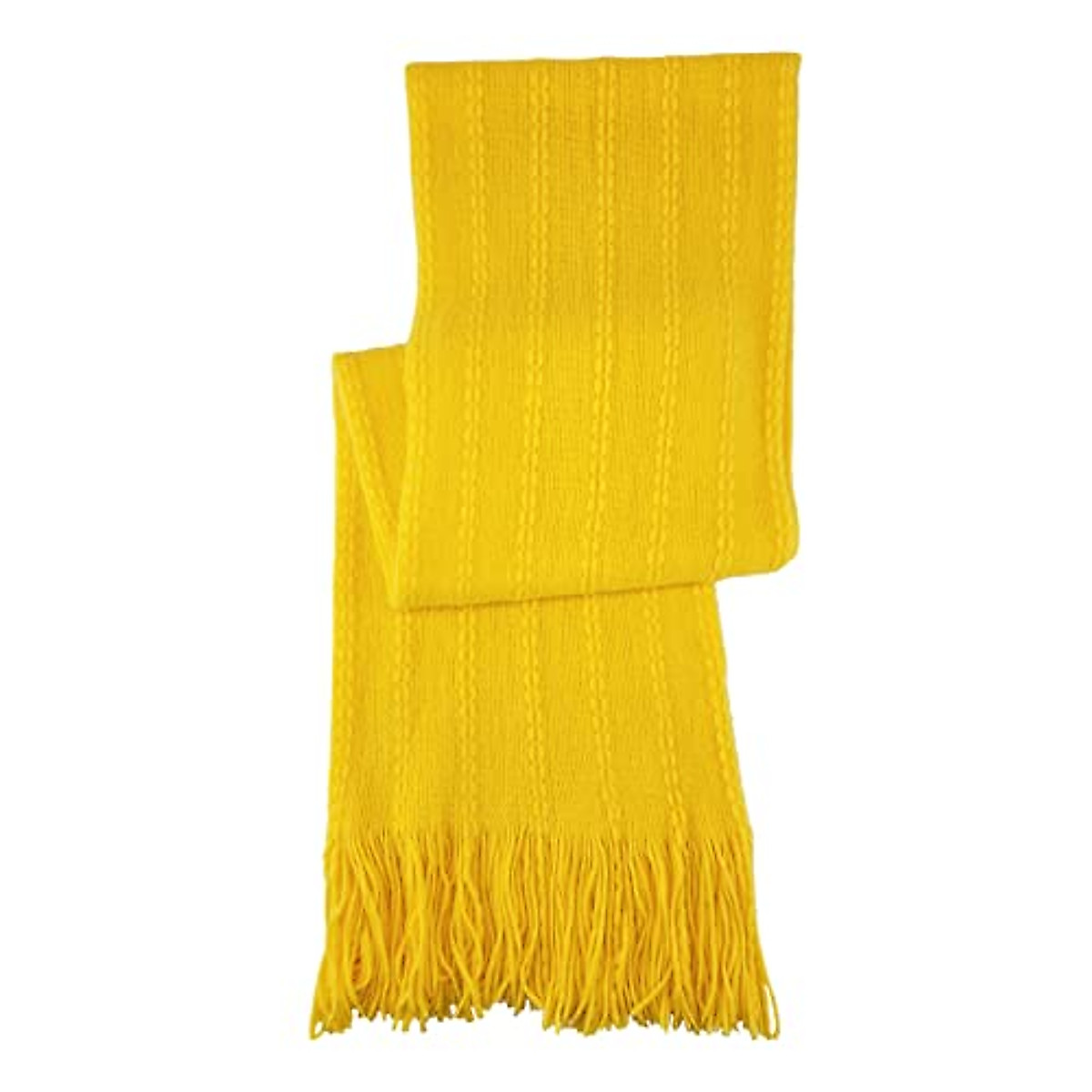 BRUCERIVER Women's Knit Scarf & Glove Set Touchscreen Function Cashmere Feel Cable Design (Lemon Yellow)