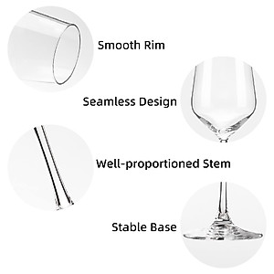 YANGNAY Wine Glasses (Set of 8, 17 Oz), Clear Wine Glasses for Red Wine, Smooth Rim, Dishwasher Safe