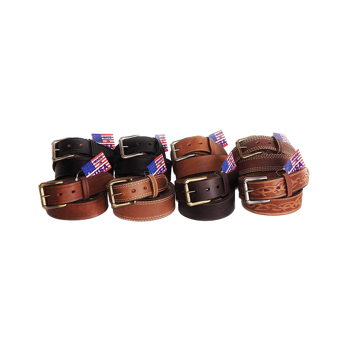 R.G. BULLCO 1-1/2" Handcrafted Women's Leather Belt - Butterfly & Floral Embossed, Full Grain Leather - Brown - Size 36 - RGB-5517