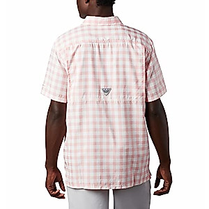 Columbia Men's Super Slack Tide Camp Shirt, Sorbet Palaka Plaid, Large