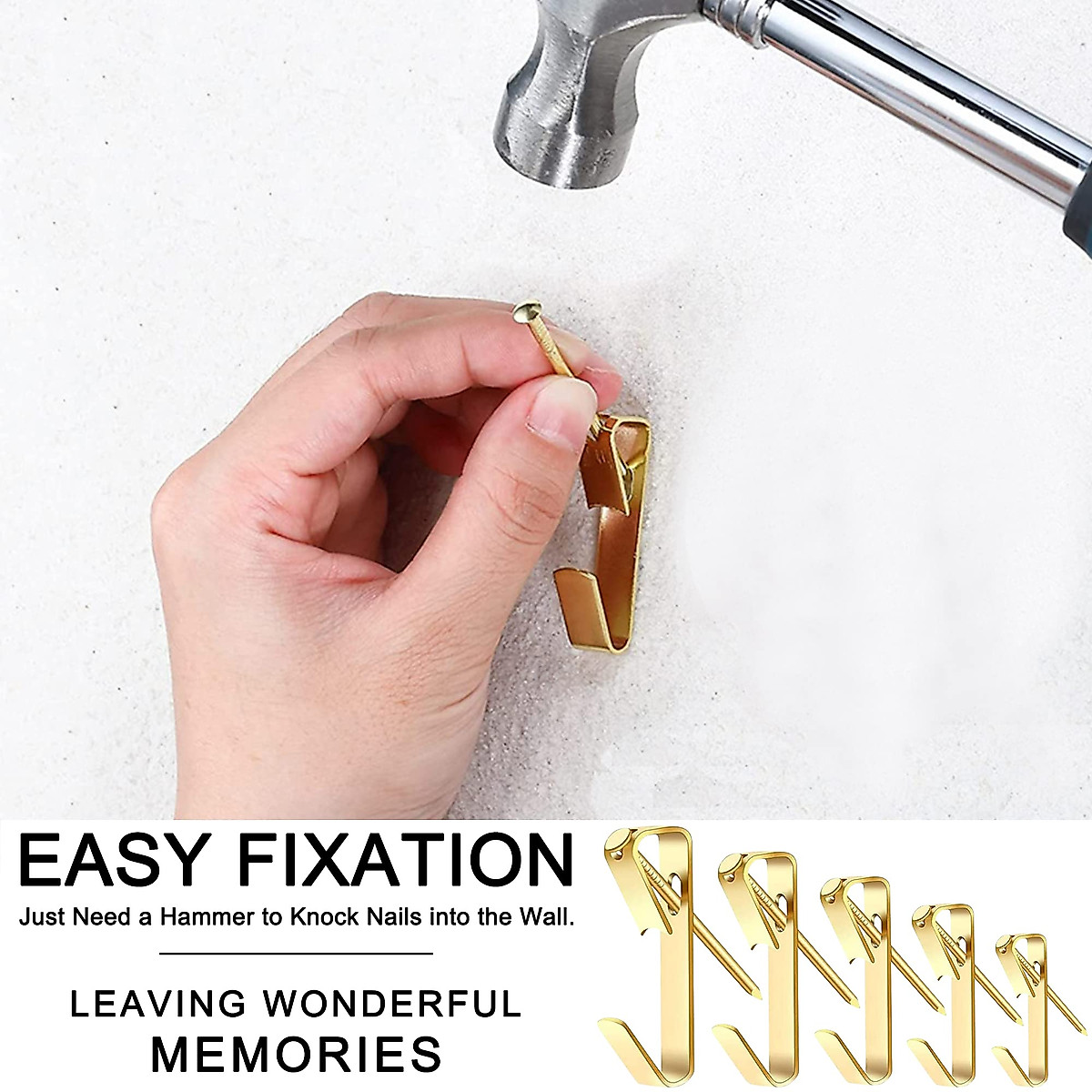 Picture Hanging Kit, 136 Pcs 5 Sizes Picture Hangers Hook Kit Including 10/20/30/50/100 LB, Heavy Duty Hangers Hardware kit with Nails for Picture Frame, Canvas, Mirror Hanging Decoration