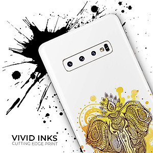 DesignSkinz Bright Orange Ethnic Elephant Protective Vinyl Decal Wrap Skin Cover Compatible with The Samsung Galaxy S20 (Screen Trim & Back Glass Skin)