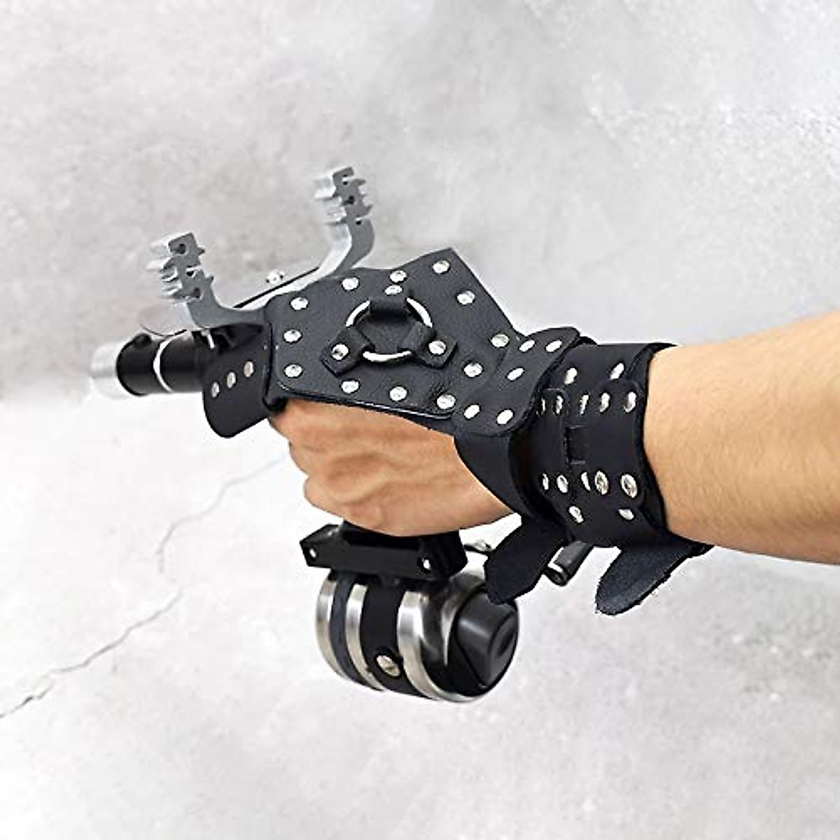 Koo Professional Fishing Slingshot Set Powerful Full Fishing Catapult Outdoor Shooting Hunting Tool Fishing Reel + Darts+Handguard (A)