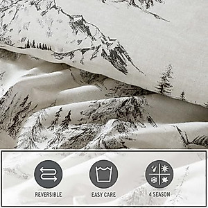 Eddie Bauer - Full/Queen Duvet Cover Set, Super Soft Bedding with Matching Sham(s), Cozy Home Decor, Oeko-Tex Certified (Rocky Mountain Cabin Grey, Full/Queen)