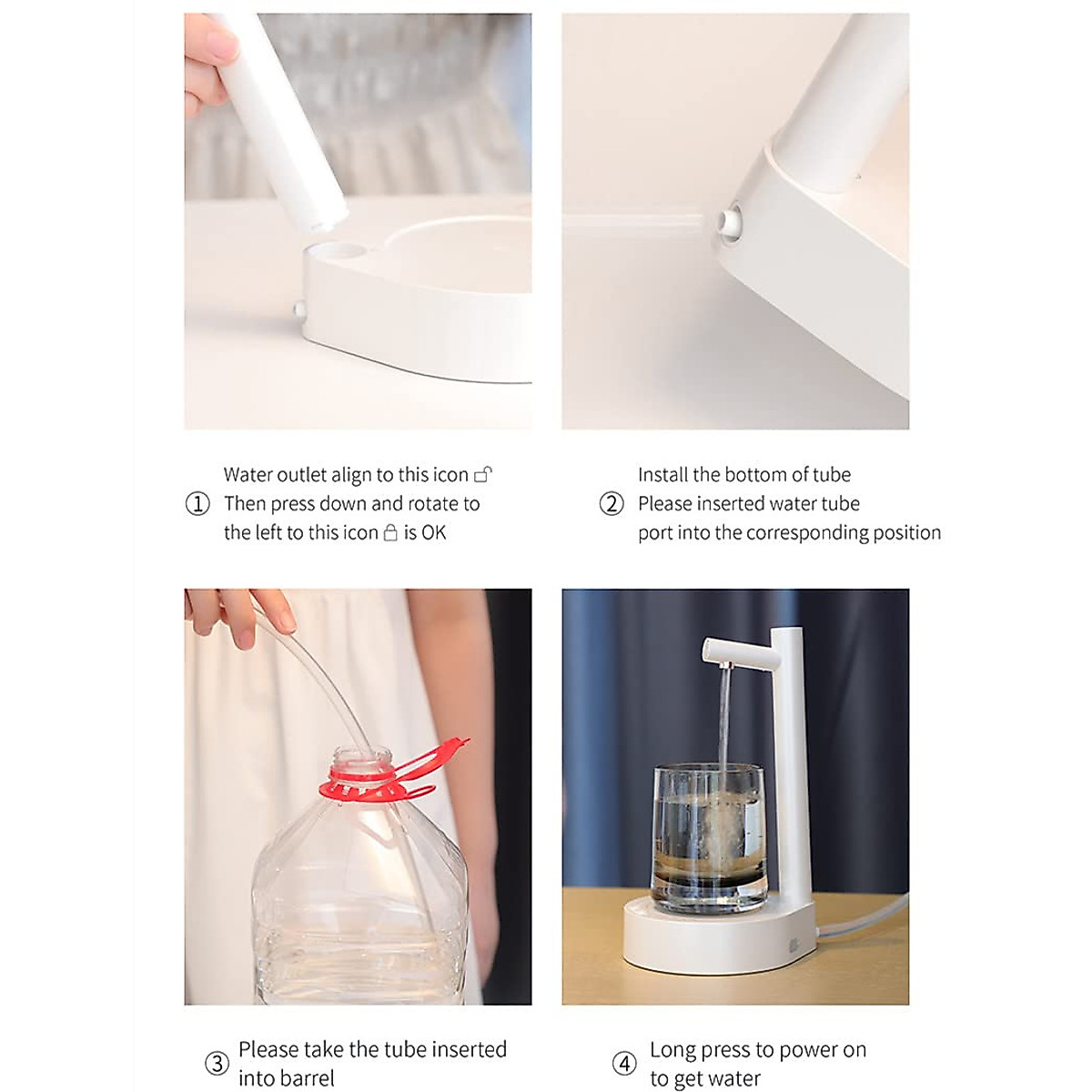 Primst Desktop Electric Water Bottle Dispenser, Portable Drinking Water Pump for 5 Gallon, USB Charging Automatic Water Dispenser Water Jug Pump for Home, Office, Outdoor (White)