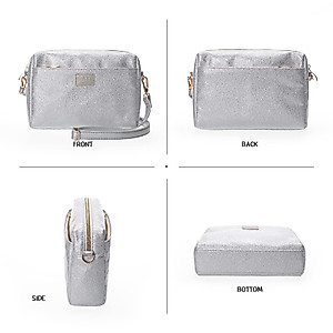 GAYI URBAN Glitter Crossbody Bags for Women, Sparkle Shoulder Handbags with Chain, Ladies Clutch Purses with Zipper Closure (Silver)