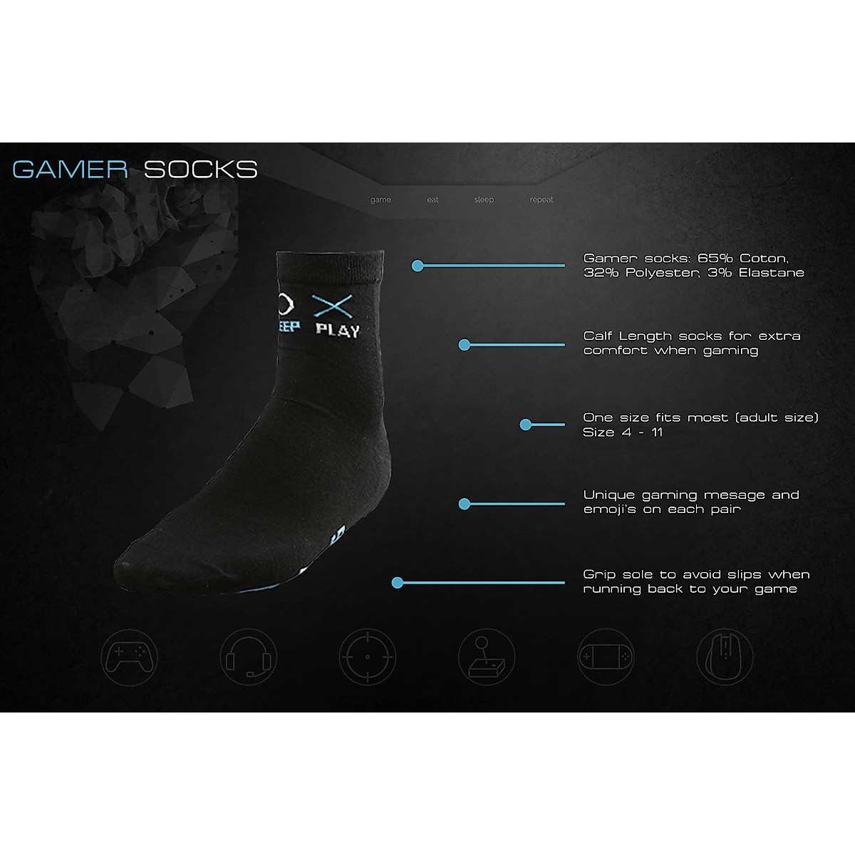Gamer Socks, DND Gift Ideas, Best Gifts for Teenagers Boys, Presents, im Gaming Socks for Men (Blue Respawn)