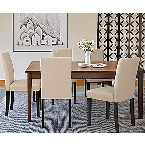 VICTONE Dining Chairs PU Leather Modern Urban Style Home Kitchen Armless Side Chair with Solid Wood Legs Living Room Chairs Set of 4 (Beige White)