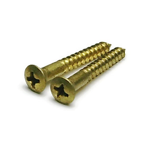 #10-13 Wood Screws - Phillips Oval Head Wood Screws - Brass #10-13 x 1 Qty 25