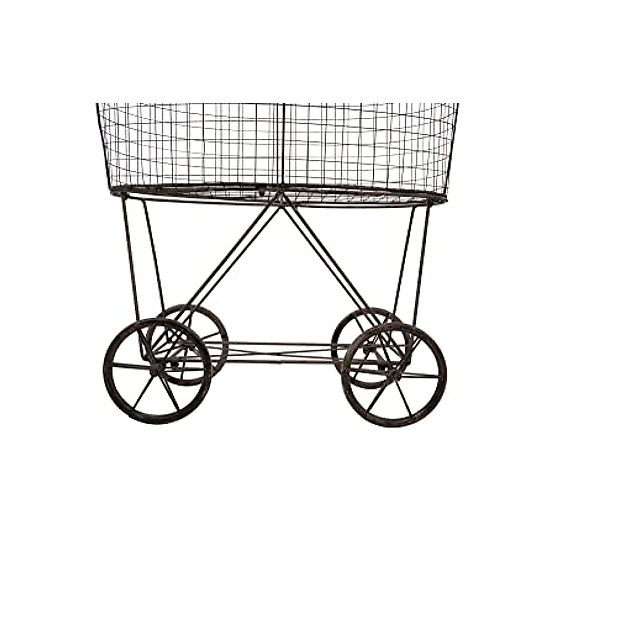 Creative Co-op Vintage Metal Laundry Basket with Wheels 25" x 15" x 26 3/4" (W x D x H)