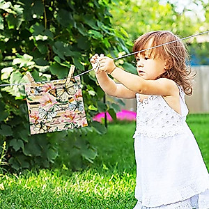 Butterfly Beige Washcloth 12x12in Set, 6 Pack Absorbent Cotton Towel Square Kitchen Dishes Towels, Soft Cleaning Face Hand Towel Fast Drying