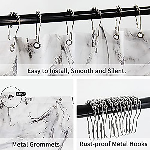 Gibelle Grey Marble Shower Curtain for Bathroom, Abstract Granite Marble Fabric Shower Curtain, Modern Luxury Art Waterproof Shower Curtain Set Unique Bath Accessories, White Gray, 72x72