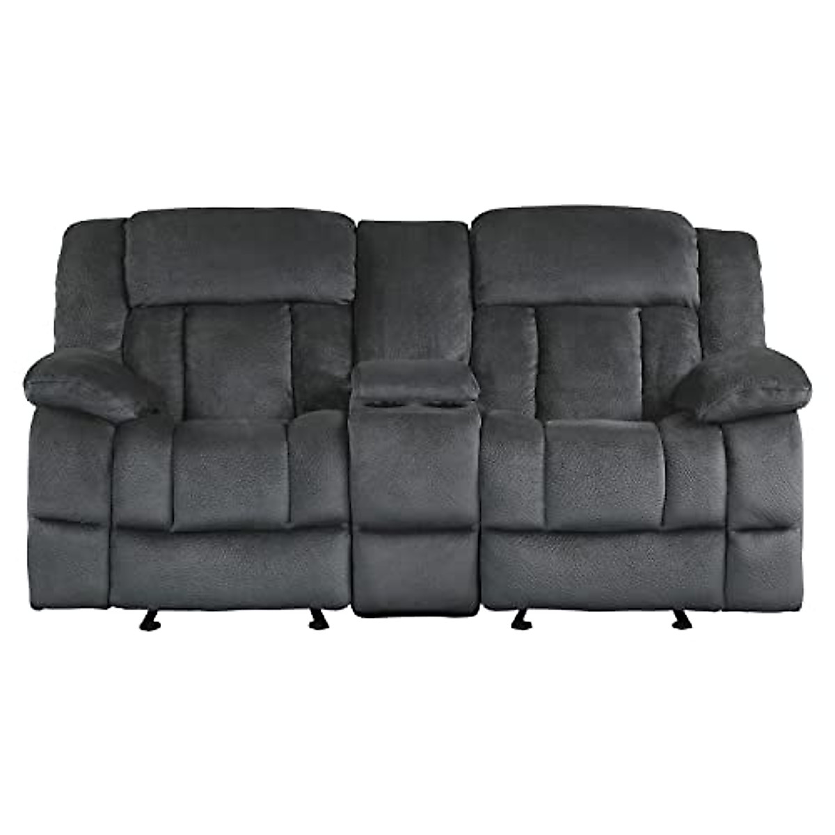 Lexicon Caspian Fabric Double Glider Reclining Love Seat with Center Console, Charcoal