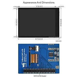 Coolwell Waveshare 2.8inch Capacitive Touch Screen LCD DPI Display for Raspberry Pi, 480×640, IPS Wide Viewing Angle, Fully Laminated Toughened Glass Cover