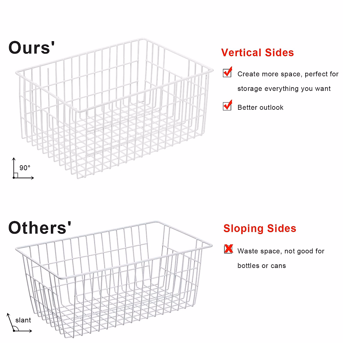 Orgneas Freezer Organizer Bins, Freezer Baskets for Chest Freezer and Upright Freezer Refrigerator Dividers Frozen Meats Storage Containers Organizer for Fruits and Vegetables, 5 Packs