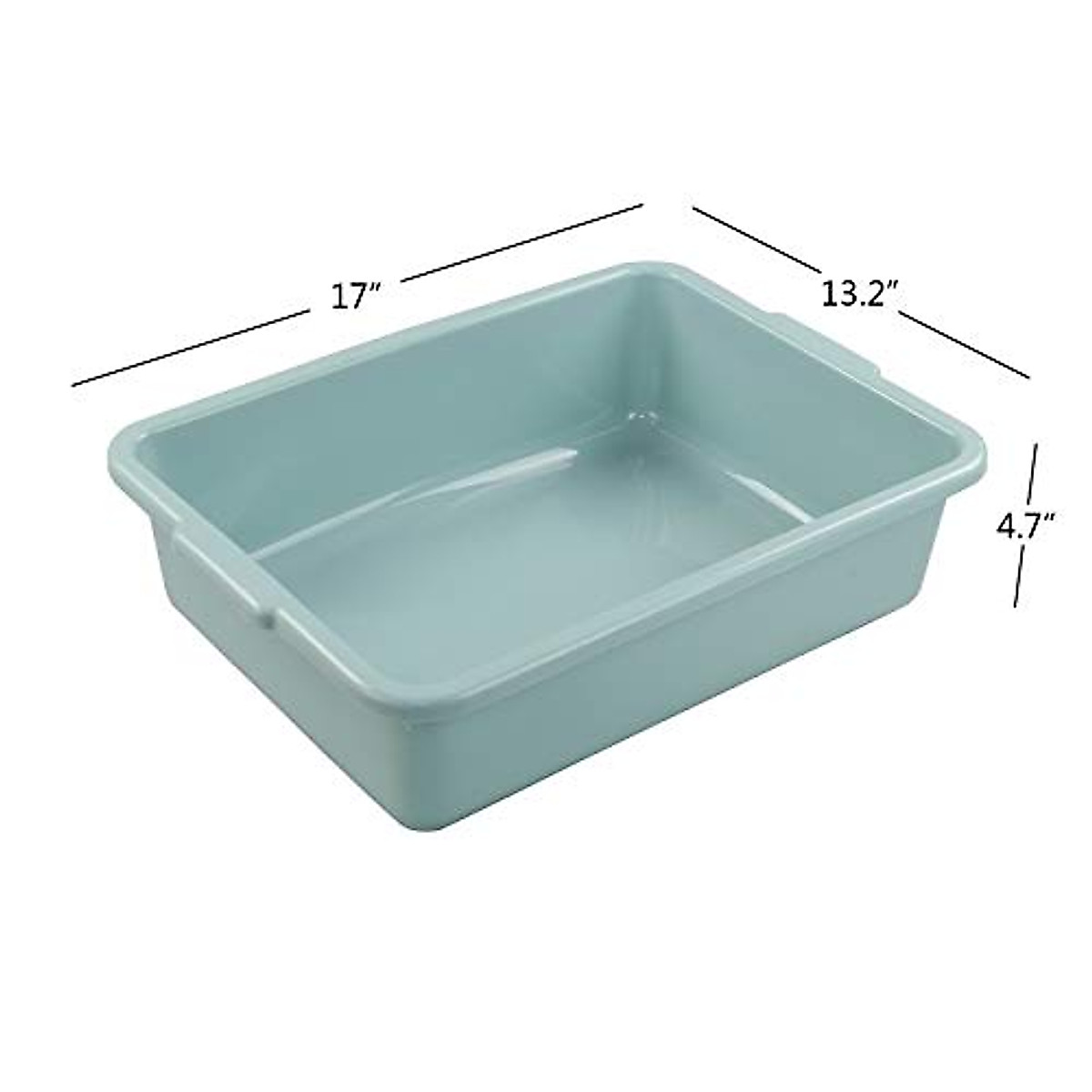 Xyskin 4 Packs Plastic Rectangle Utility Bus Box, Commercial Totes Tubs, 13 L