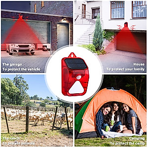 4 Pack Solar Alarm Motion Detector with Sound Light 129dB 6 LEDs Strobe Alarm Motion Sensor Outdoor Security Alarm Siren Waterproof Motion Activated Alarms for Farm, Barn, Villa, Home, Yard