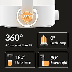 KLEAH Portable Cordless Lantern Table Lamp, 360° Portable Handle, Stepless Dimmer, Powerful Long-Lasting 50hrs, Rechargeable LED Lantern for Camping Bedroom Party