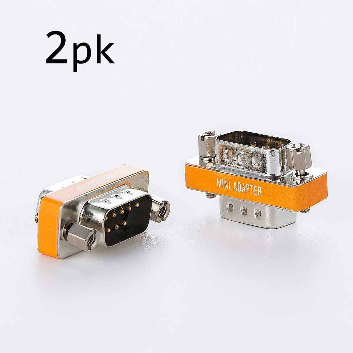 Arnorin DB9 Null Modem Adapter Male to Male Slimline Data Transfer Serial Port Adapter 2 Pack