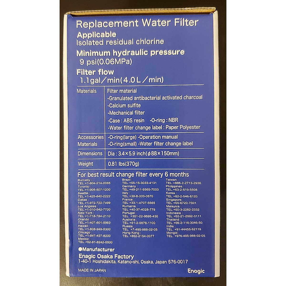 Enagic F8 High Grade Water Filter for Leveluk K-8 Oxidizing Machine KANGEN8