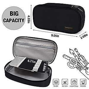 Gloppie Pencil Bag Pencil Pouch Pen Case Simple Pencil Case Black Pencil Storage Bag Office College Supplies for Adults