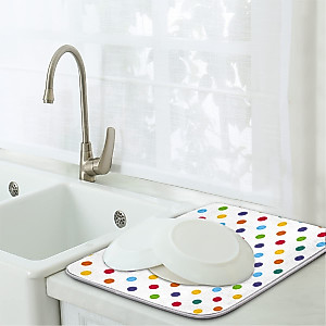 Originals Dish Drying Mat 16 x 18 Inch Absorbent Reversible Microfiber Dish for Kitchen Coffee Bar Countertop
