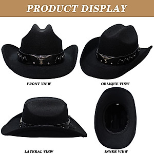 Kalerona Black Cowboy Hats for Women & Men Cowgirl Hats with Belt
