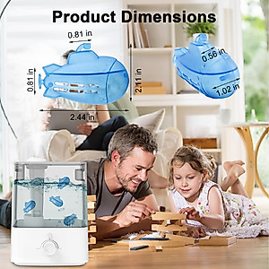 puxyblue 6-Pack Humidifier Tank Cleaner Blue Small Submarine, Fit for Most Humidifiers and Fish Tanks, Purifies Water, Prevents Hard Water Build Up, Eliminates White Dust and Odours