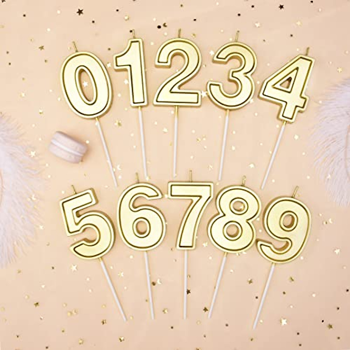 PHD CAKE 2.76 Inch Luxe Gold 2 Number Birthday Candles, Gold Number Candles, Cake Number Candles, Party Celebration