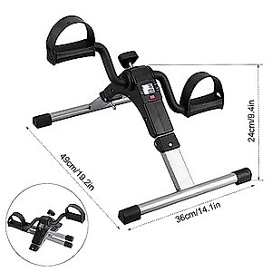 Folding Pedal Exerciser, Mini Exercise Bike Under Desk Bike Foot Pedal Exerciser, Foot Hand Cycle Portable Peddler Machine Bicycle Exerciser Arm Leg Exerciser While Sitting (Silver)