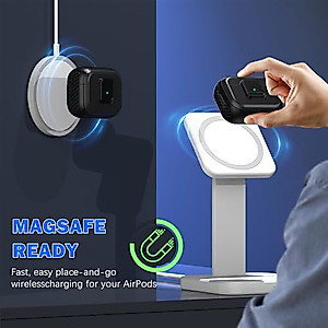 RFUNGUANGO for Airpods Pro 2nd Generation (HaloLock), Compatible with Airpods Pro Cases 2nd/1st Generation (2022/2019), Magnetic Security Support, Anti-Drop Safety Lock-Black