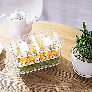 Suwimut 2 Pack Fridge Storage Containers Produce Saver, Stackable Refrigerator Organizer Bins Fresh Keeper Container with Vented Lids and Removable Drain Tray for Fruits and Vegetables